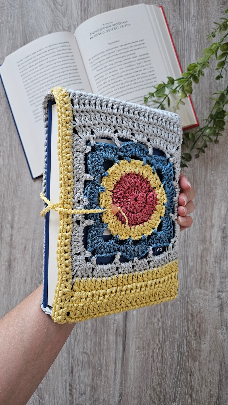 Handmade Crochet Book Sleeve, Crochet Multicolor Book Cover, Crochet ...