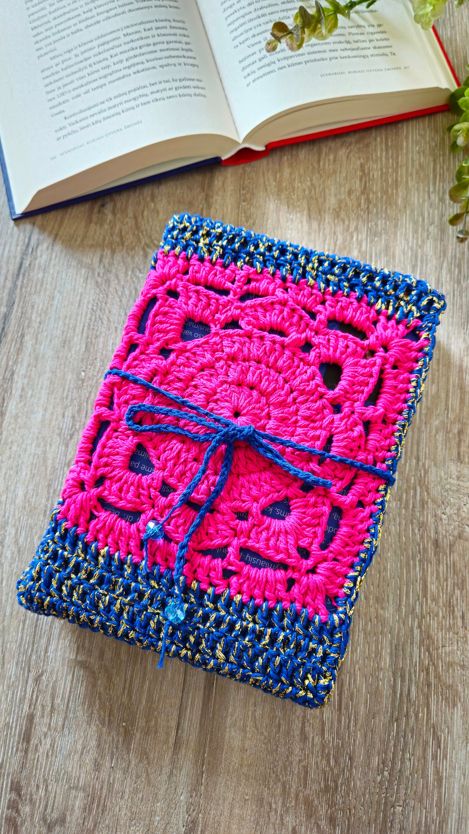 Crochet Bookmark Case, Crochet Book Sleeve, Handmade Crochet Book Cover ...
