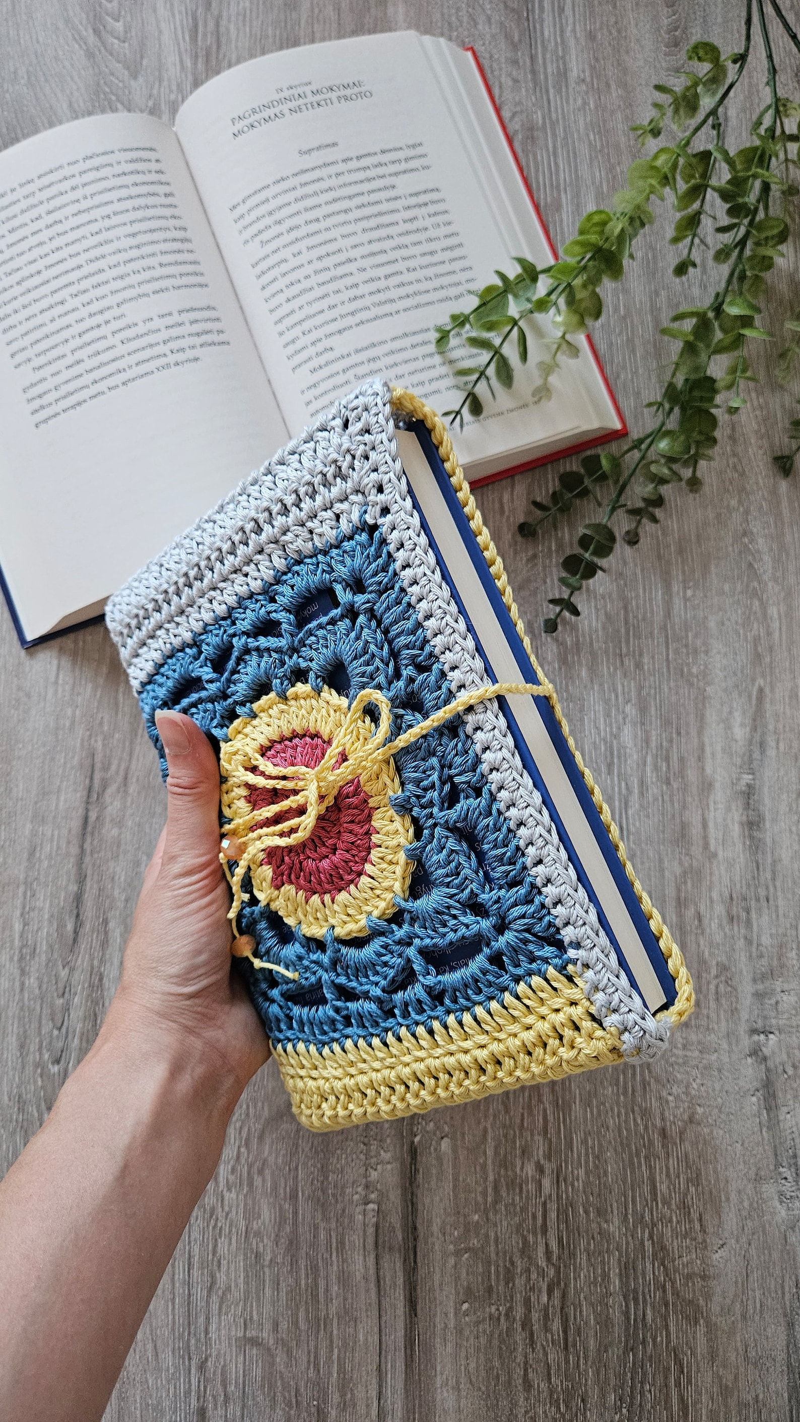 Handmade Crochet Book Sleeve, Crochet Multicolor Book Cover, Crochet ...