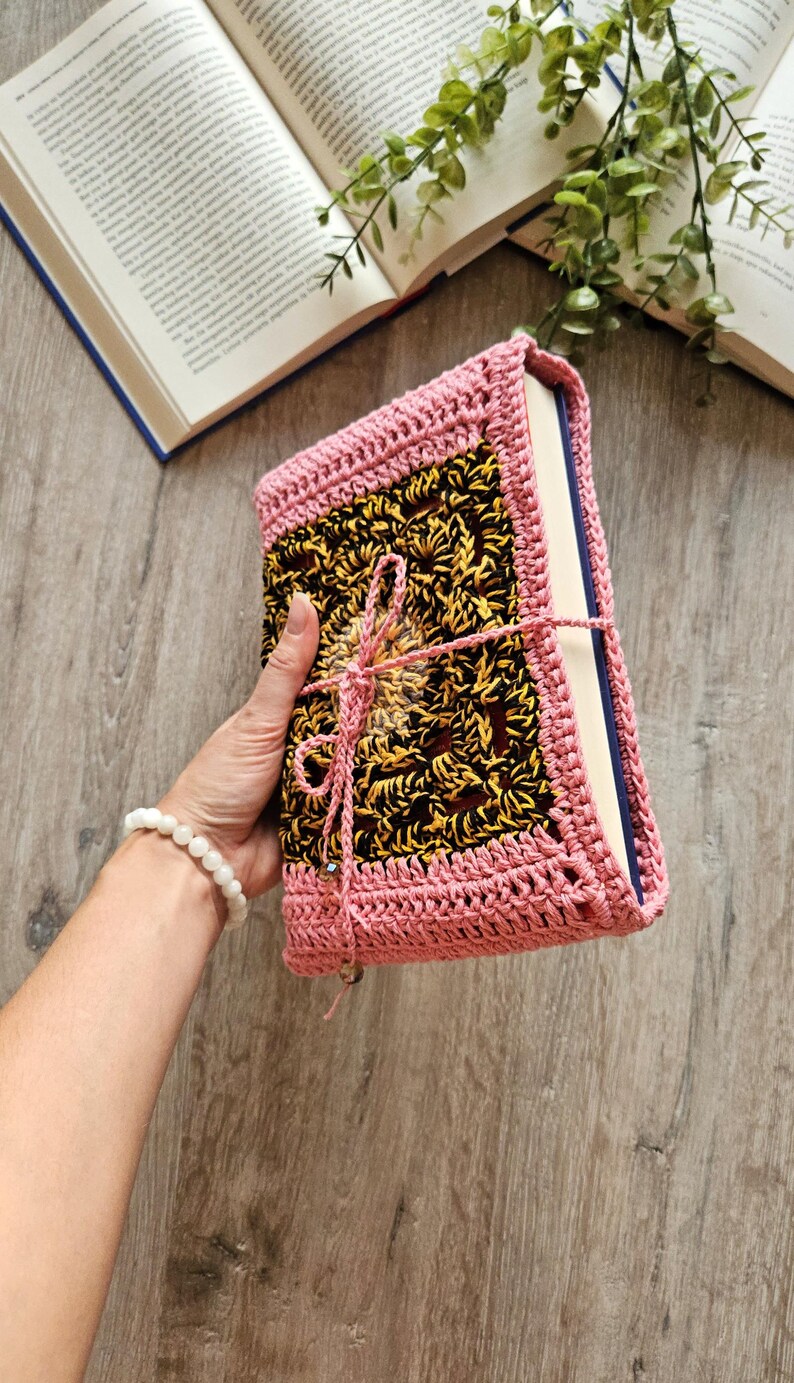 Crochet Book Sleeve: Handmade Cotton Book Cover With Glass Beads - Etsy