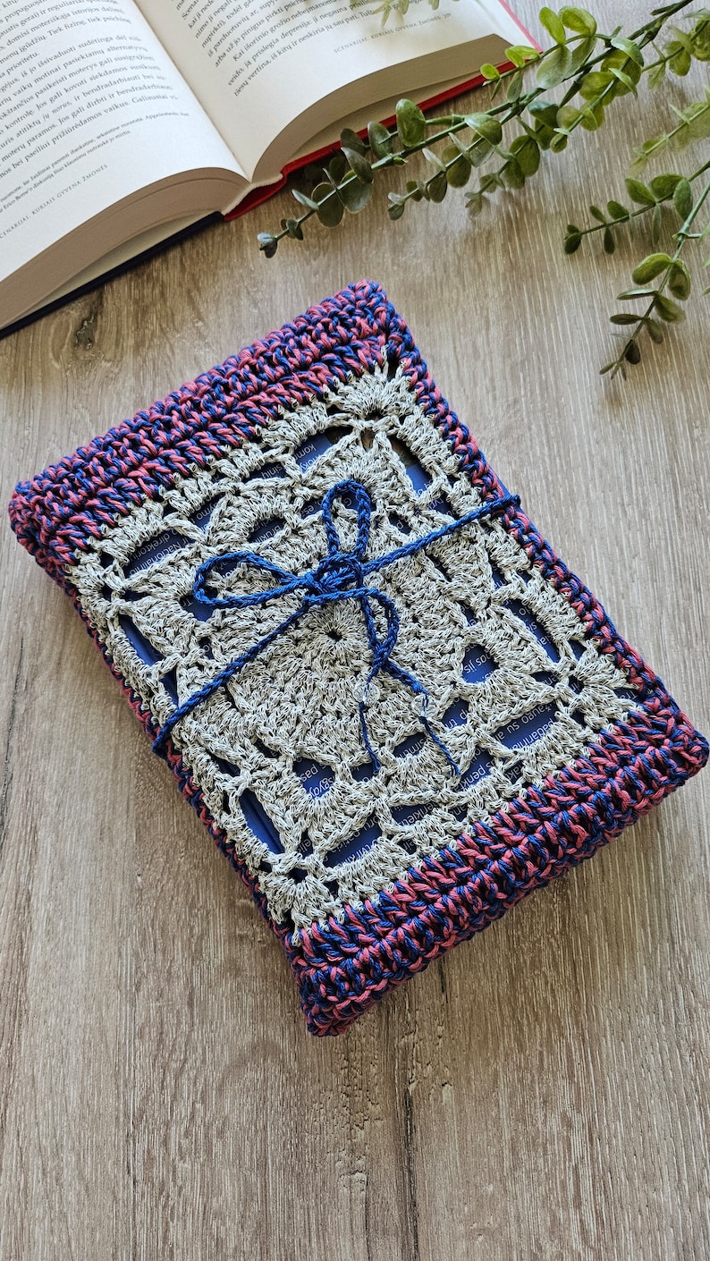 Crochet Book Sleeve, Book Cover, Handmade Multicolor Crochet Book Cover ...