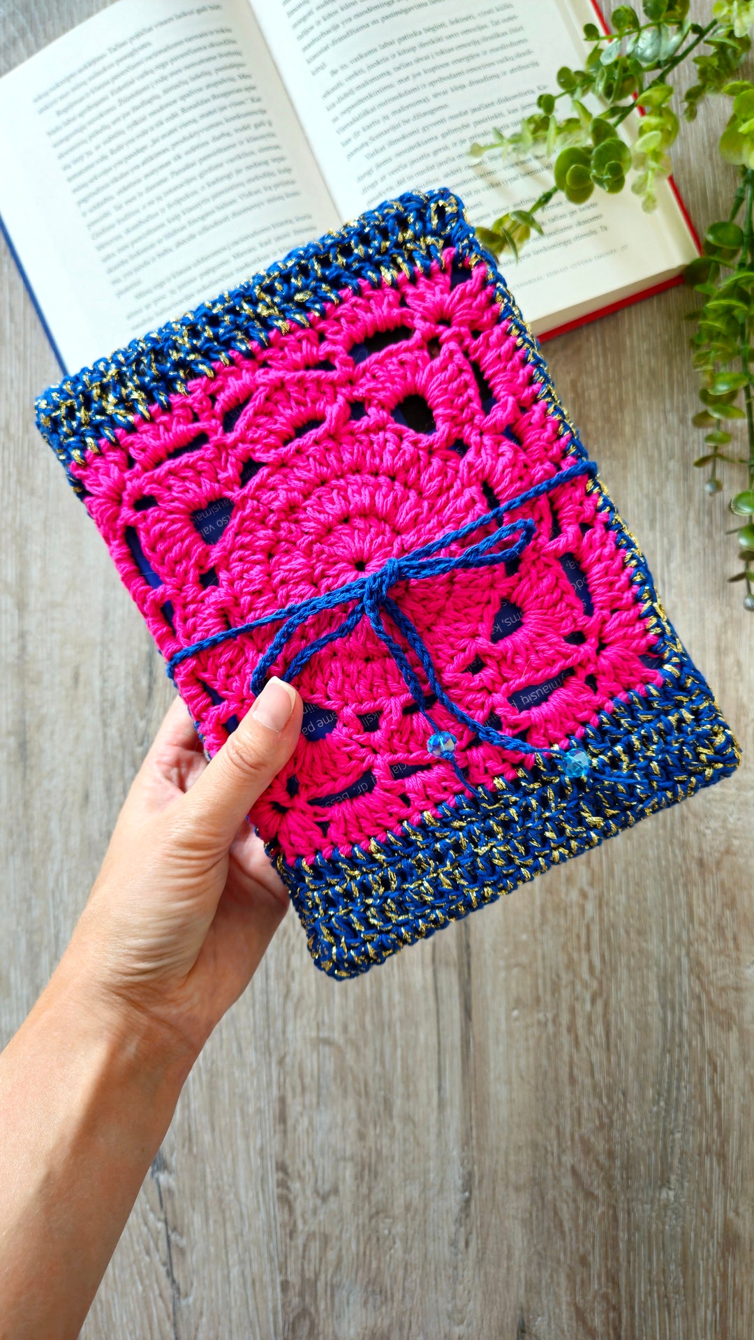 Crochet Bookmark Case, Crochet Book Sleeve, Handmade Crochet Book Cover ...