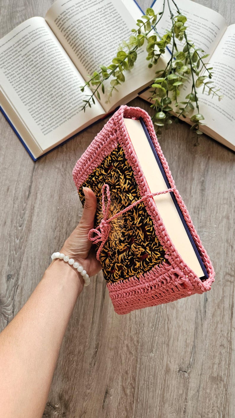 Crochet Book Sleeve: Handmade Cotton Book Cover With Glass Beads - Etsy