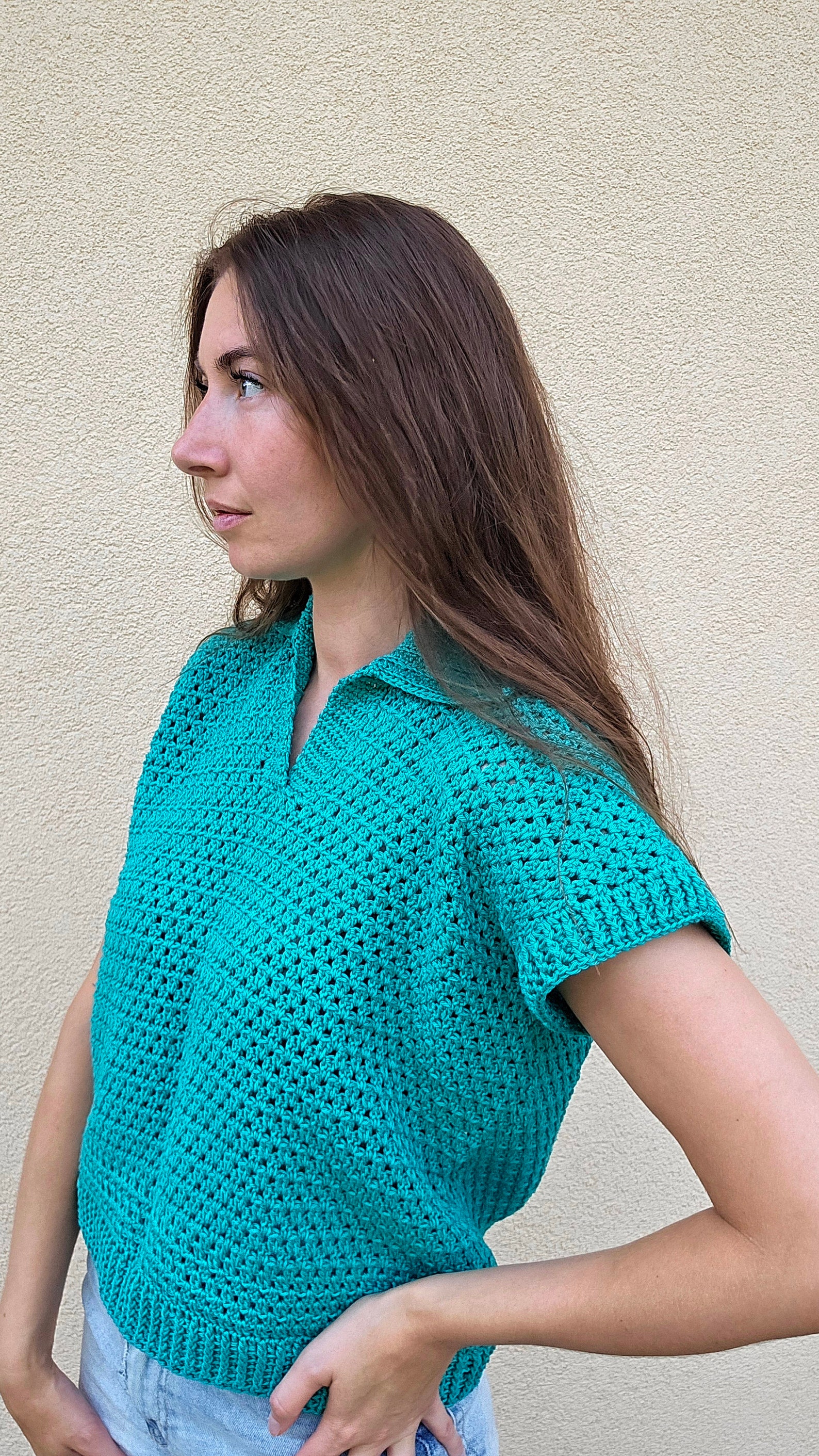 Crochet Summer Shirt, Crochet Shirt, Crochet Overshirt, Crochet Collar ...