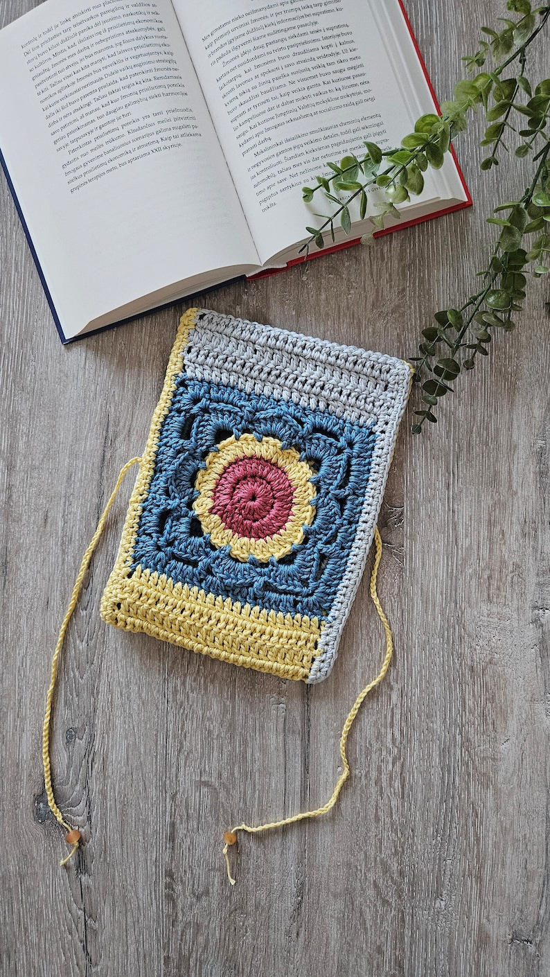 Handmade Crochet Book Sleeve, Crochet Multicolor Book Cover, Crochet ...