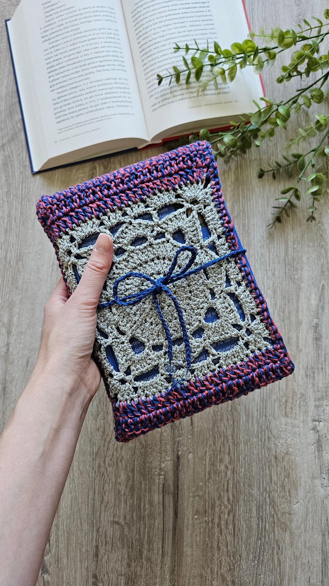 Crochet Book Sleeve, Book Cover, Handmade Multicolor Crochet Book Cover ...