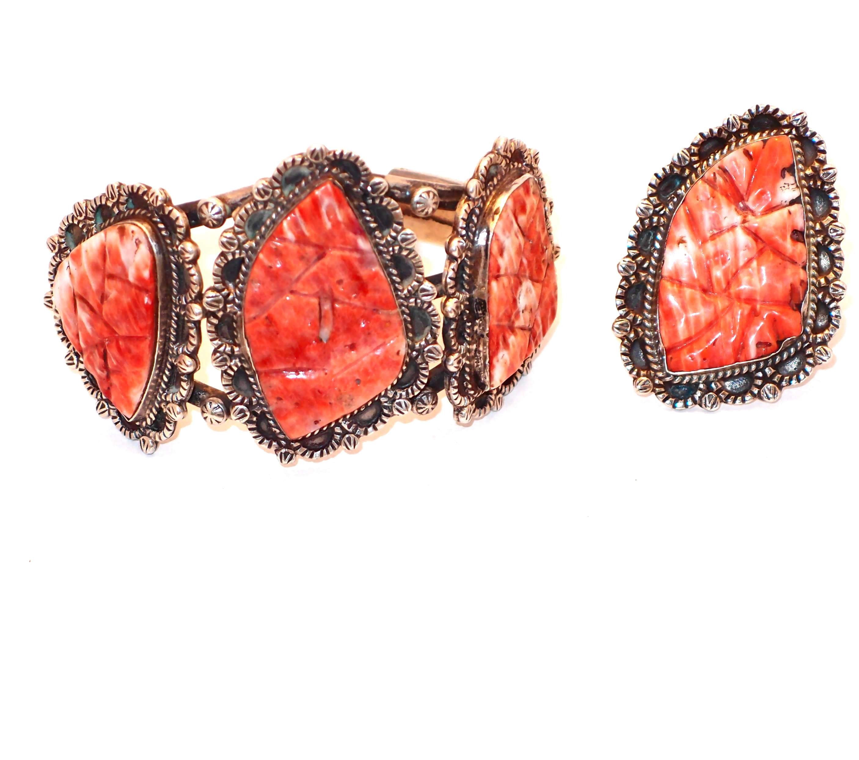 Navajo American Indian Calvin Toddy Sterling Silver Set Spiny Oyster ...