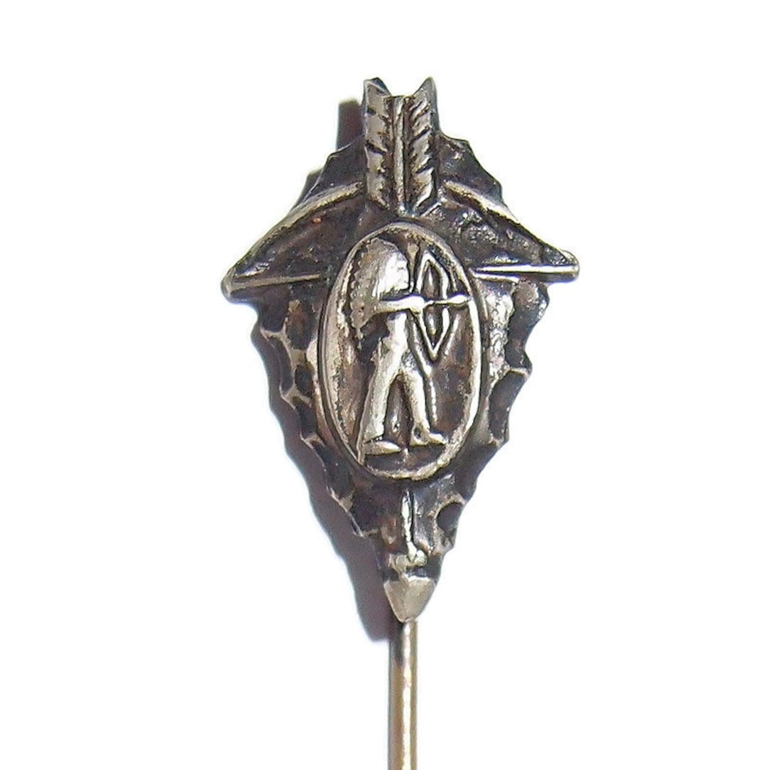 Native American Indian Tie Pin, Stick Pin Bow and Arrow With Indian ...