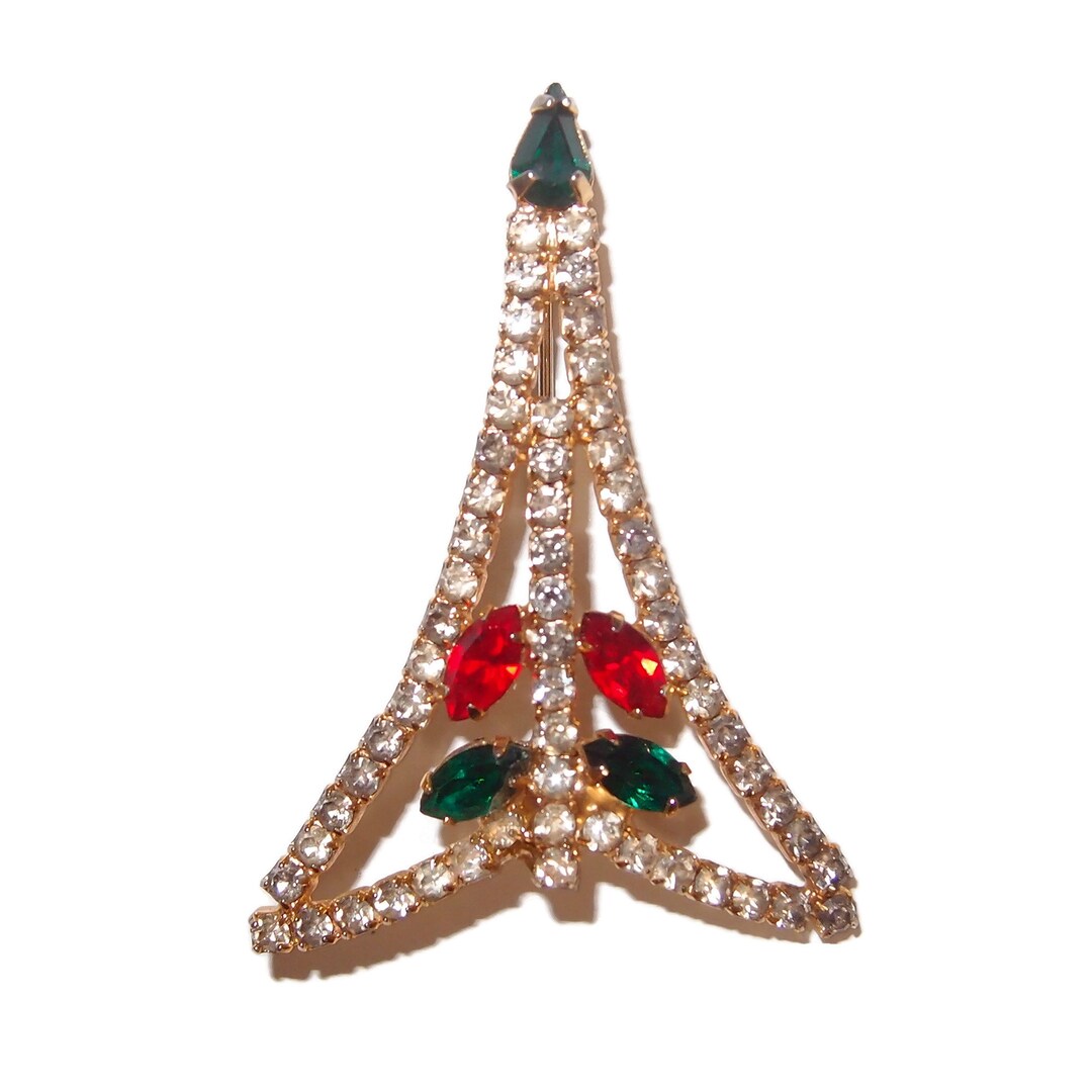 Spiked Christmas Tree Rhinestone Pin - Etsy