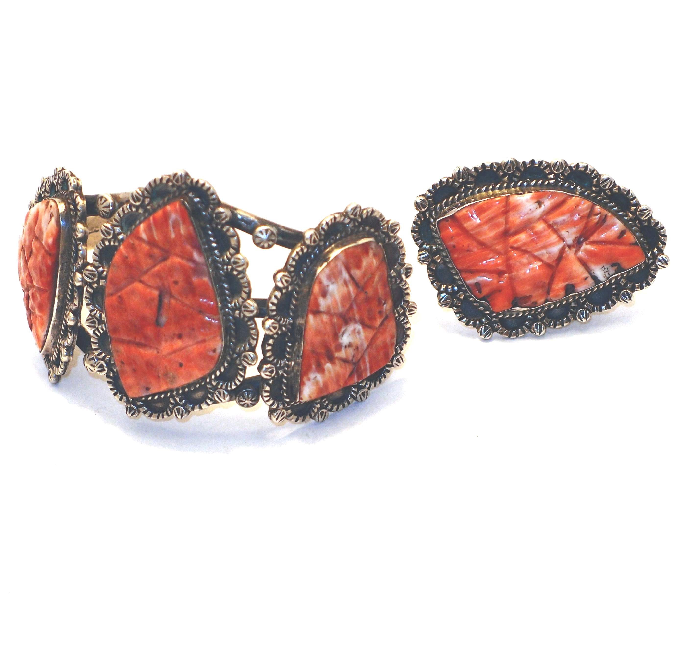 Navajo American Indian Calvin Toddy Sterling Silver Set Spiny Oyster ...