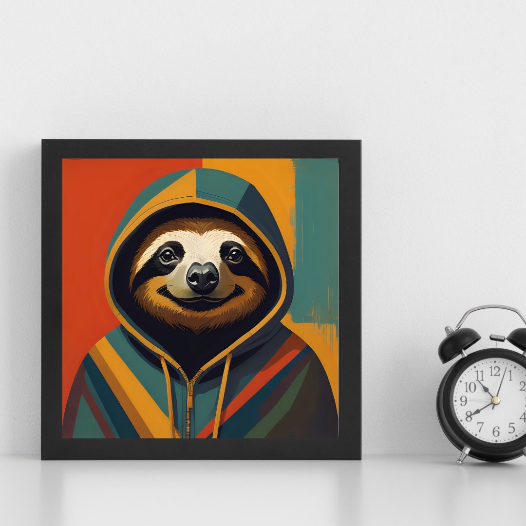 Sloth Portrait Wall Art Digital Print PNG Living Room Decor - Etsy
