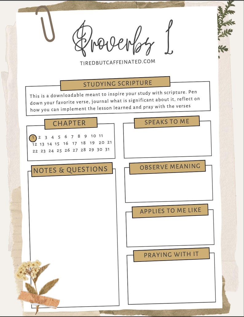 Proverbs Printable and Downloadable Bible Study Journal - Etsy