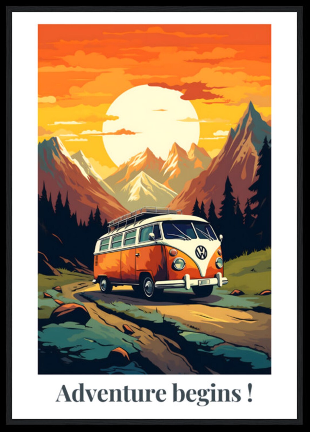 Travel Poster, Campervan, Vanlife, Gift, Christmas, Adventure ...