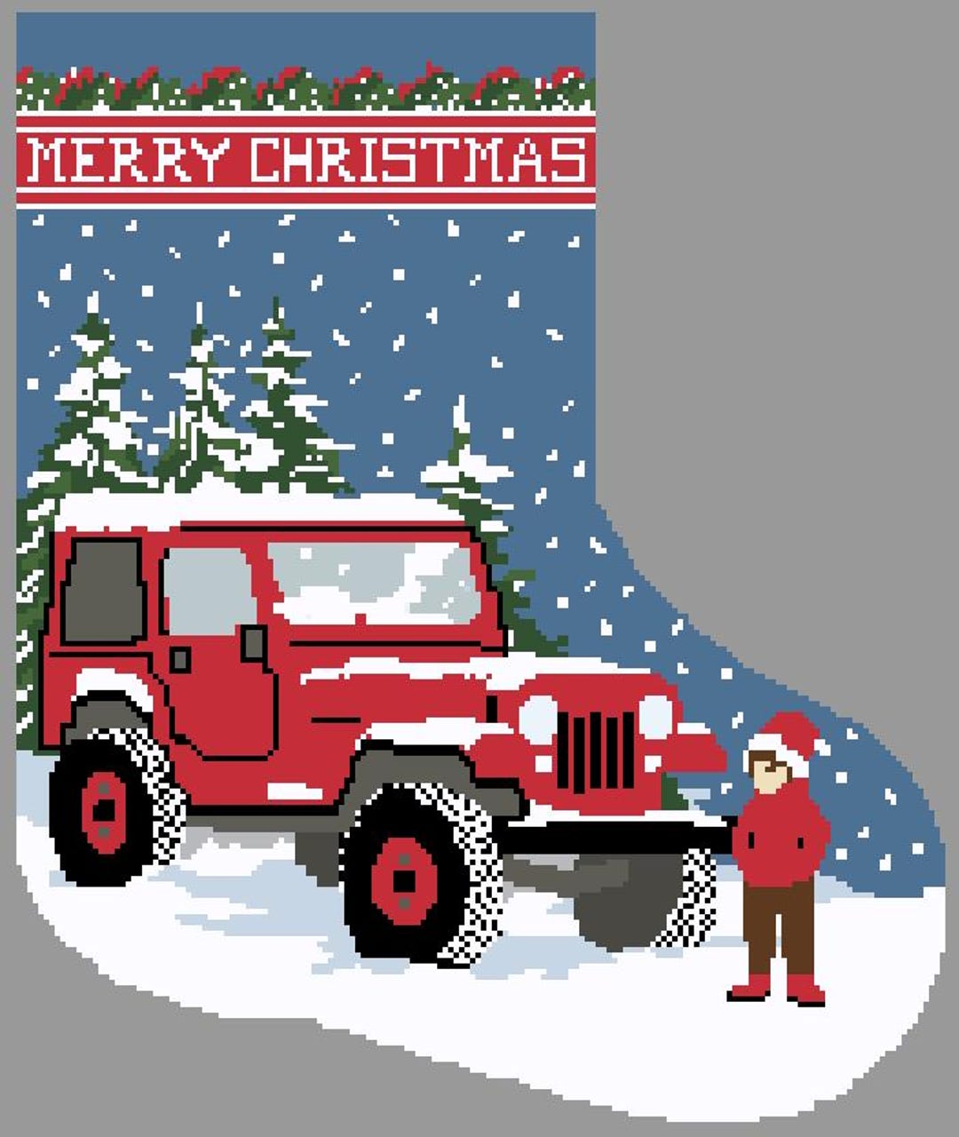 Red Jeep Christmas Stocking Needlepoint Pattern (stitch Guide) - Etsy