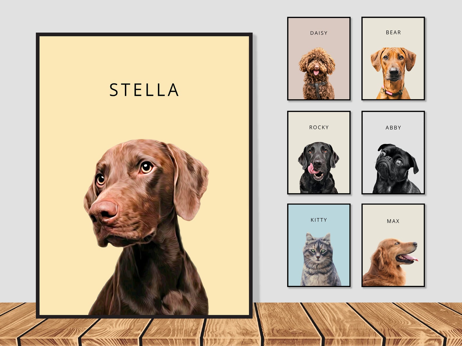 Custom Pet Portraits Using Pet Photo Personalized Digital Dog Portraits ...