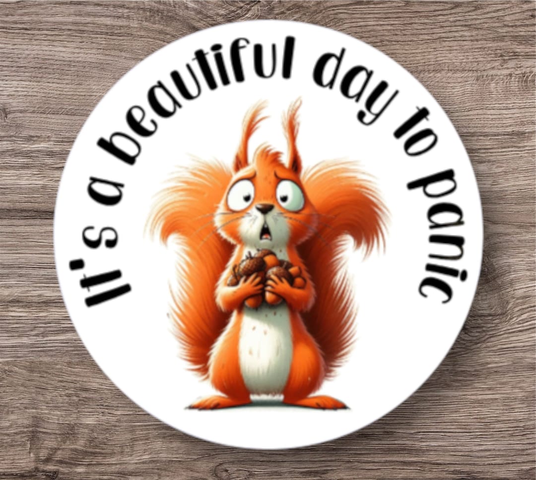 2.5 It's a Great Day to Panic Sticker, Scared Squirrel, Meme Sticker ...