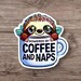 Cute Sloth Sticker Powered by Coffee and Naps, Adorable Decal for ...