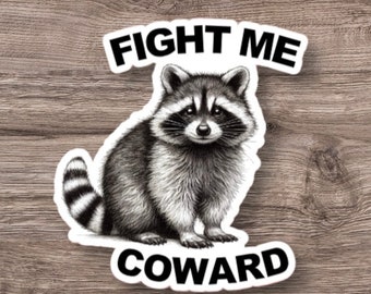 Fight Me Coward Raccoon Sticker, Raccoon Sticker Decal - Etsy