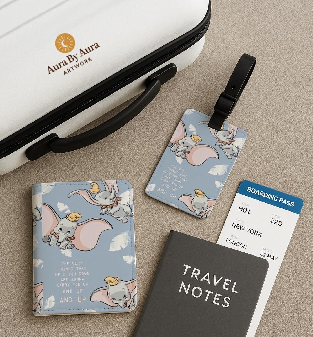 Flying Baby Elephant Dumbo Customizable Travel Passport Case Cover and ...