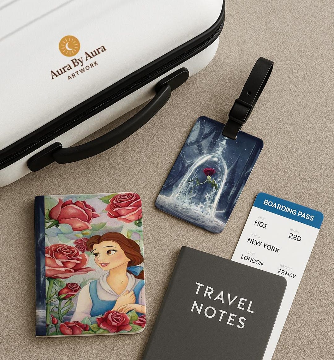 Beauty and the Beast Travel Passport Case Cover and Luggage Tag - Etsy