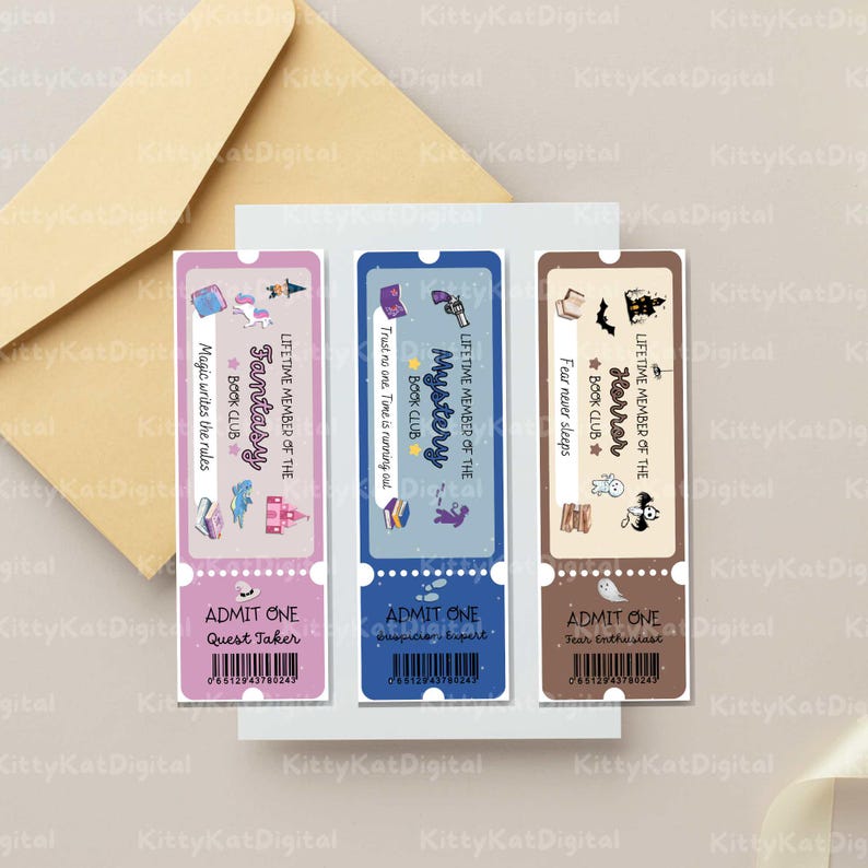 Vintage Book Club Ticket Bookmarks: Set of 10 (PDF & PNG) - Etsy