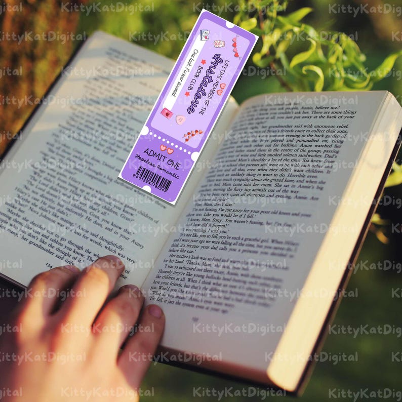 Romance Book Club Ticket Bookmarks, Book Lover Gift (digital Download ...