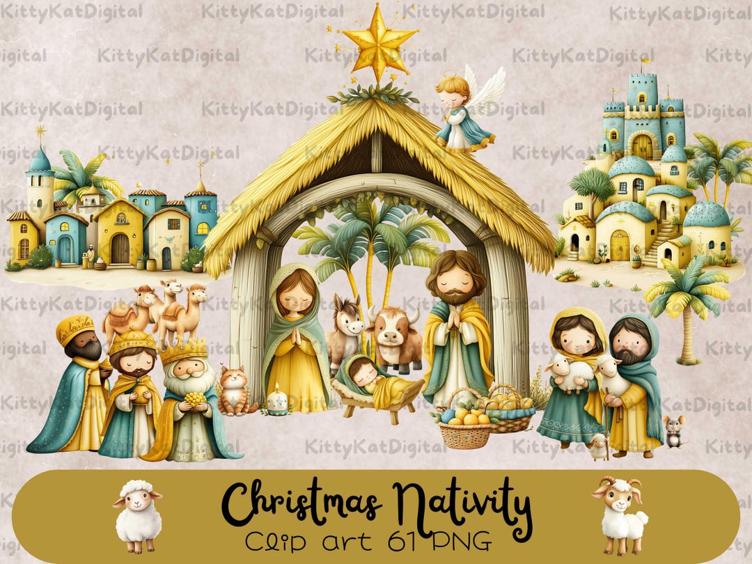 Christmas Nativity Clipart Set - Transparent PNG - Card Making ...