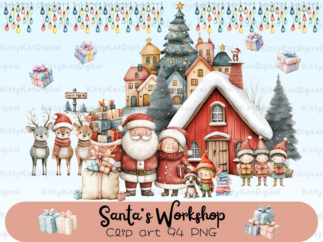 Santa's Workshop Clipart Set - 94 Christmas Transparent PNG Images ...