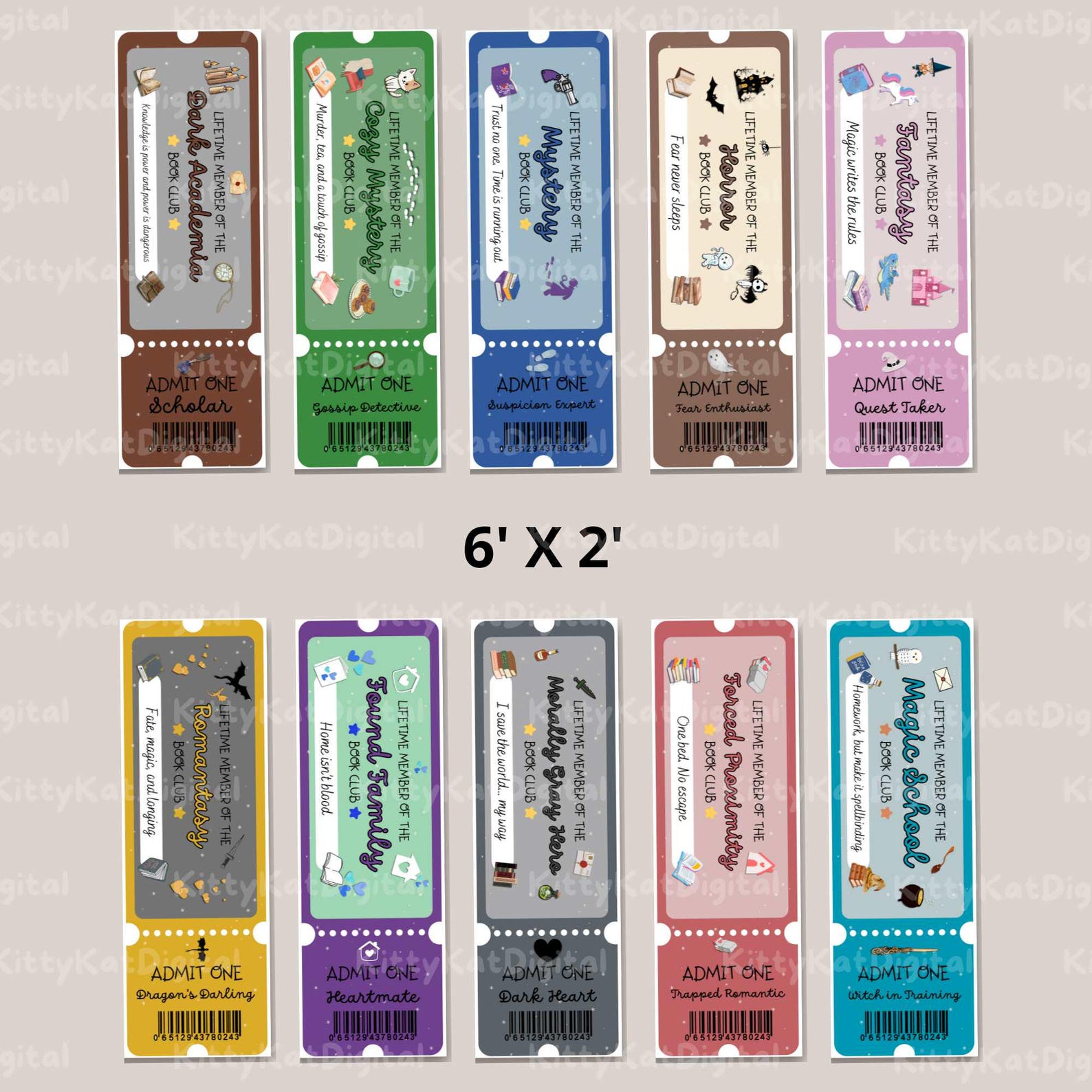 Printable Bookmarks, Book Club Member Ticket, Digital Download, PDF and ...