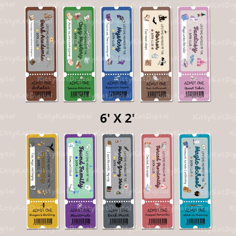 Printable Bookmarks, Book Club Member Ticket, Digital Download, PDF and ...