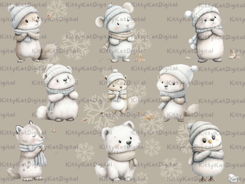 Winter Animals Clipart 25 Transparent PNG. Scrapbooking, Card Making ...