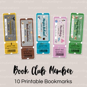 Printable Bookmarks, Book Club Member Ticket, Digital Download, PDF and ...