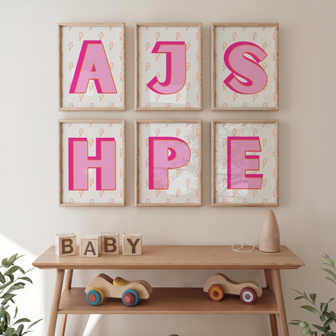 Custom Initial Wall Art, Personalized Letter Print, Custom Alphabet ...