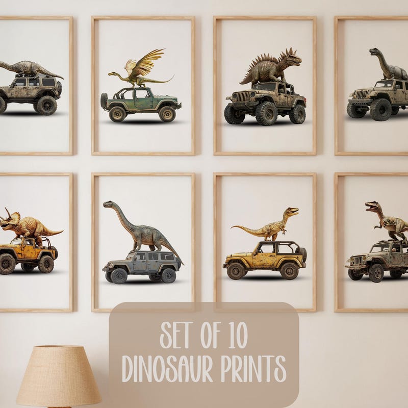 Dinosaur Driving Cars Art - Etsy