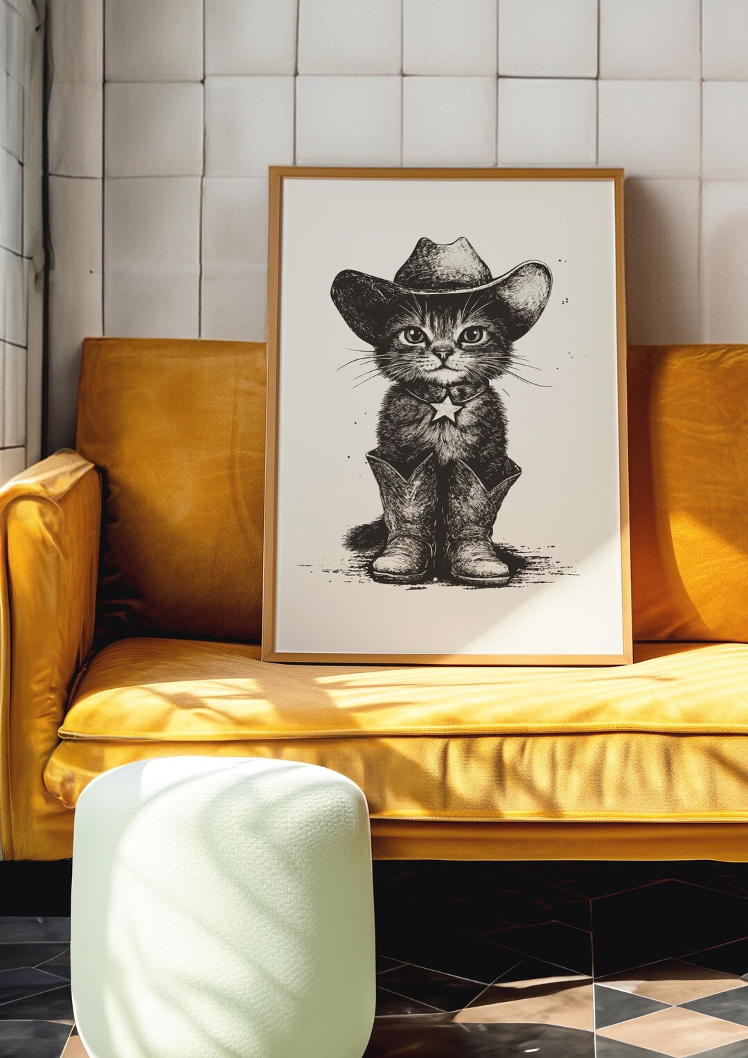 Cowboy Cat Print, Cowboy Cat Art, Cat Wall Art, Western Wall Art ...