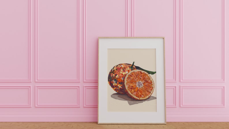 Disco Oranges Art Print | Wall Art Poster | Glam Disco Ball Oranges | Preppy Trendy | Fruit ...