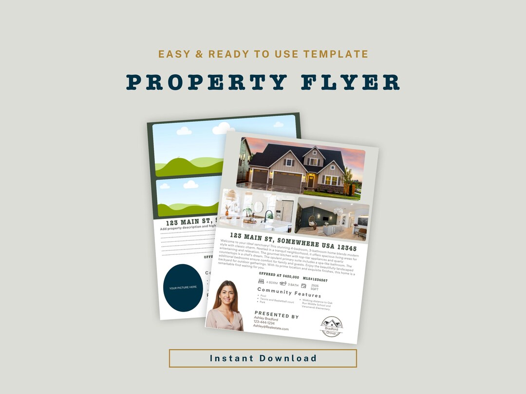 Modern Property Flyer Template for Realtors | Open House Handout ...
