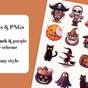 50 Halloween Icons Clipart Bundle, Spooky Halloween Cartoon Vectors and ...