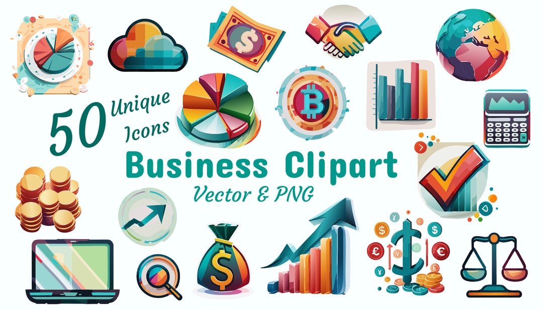 50 Business Professional Icons Clipart Bundle, Finance Infographic ...