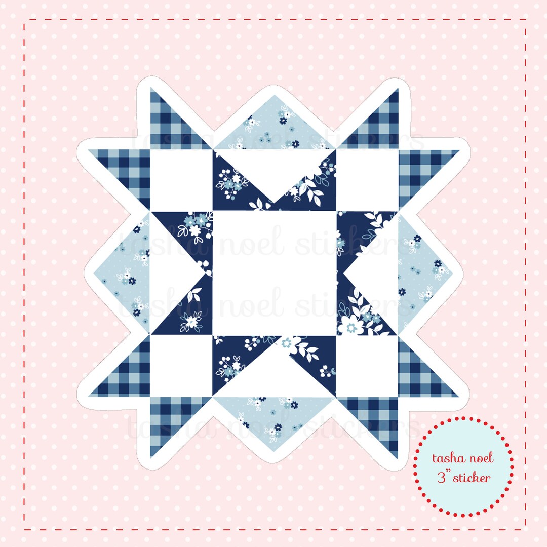 Quilt Block Star Sticker, Country Farmhouse Vinyl Sticker, Sewing ...