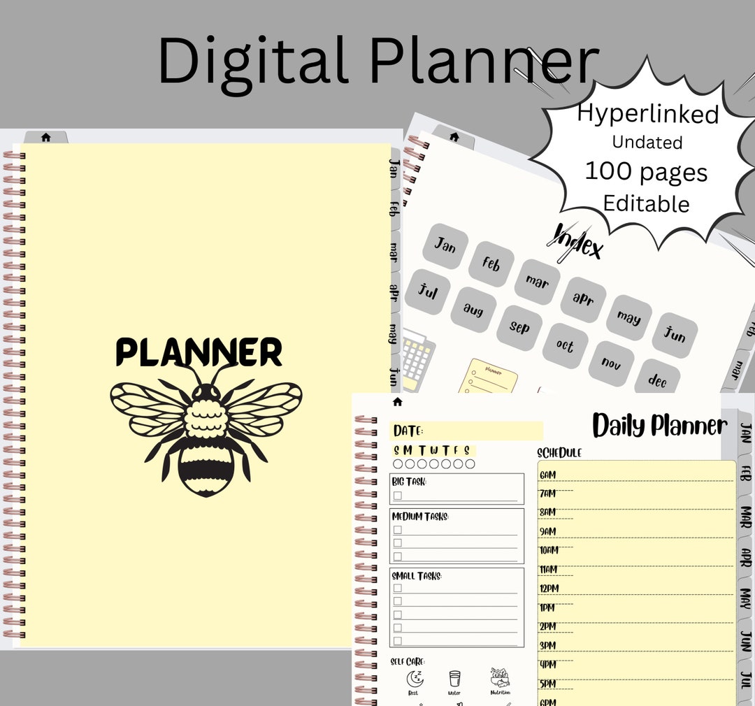 Digital Planner, Editable Instant Download, Hyperlinked, Monthly/weekly ...