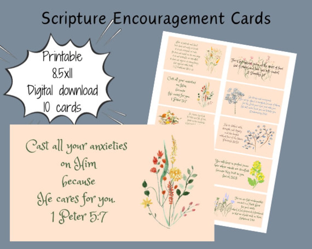 Printable Scripture Encouragement Cards, 10 Cards, Instant Download ...