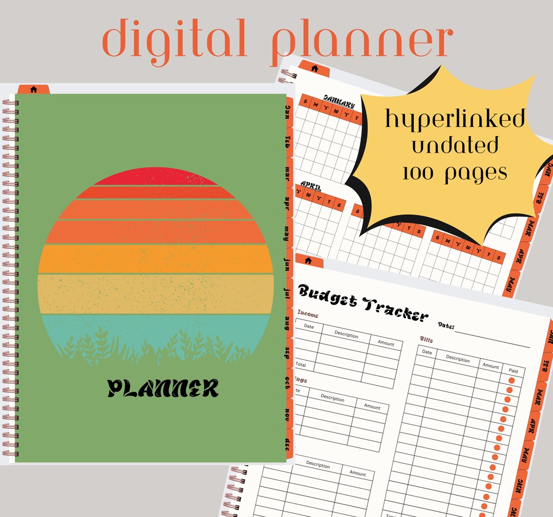 Digital Planner, Editable; Instant Download, Hyperlinked; Undated ...