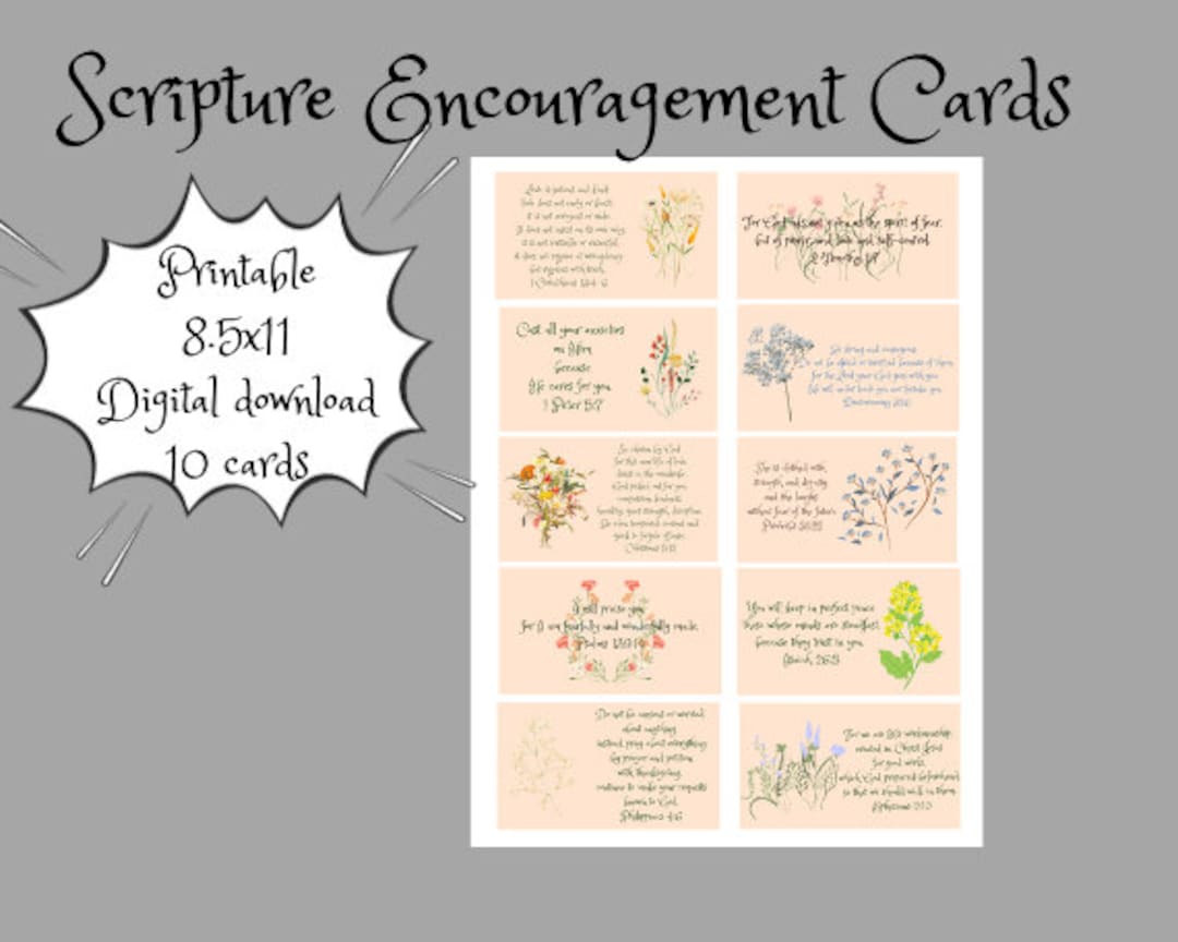 Printable Scripture Encouragement Cards 10 Cards Digital - Etsy