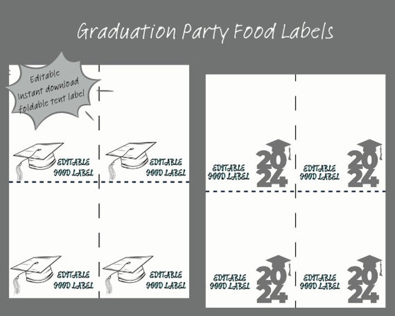 Graduation Party Food Labels, Editable, Instant Download, Foldable ...