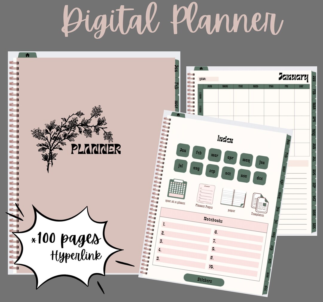 Digital Planner; Editable, Undated, Hyperlinked, Calendar, Instant ...