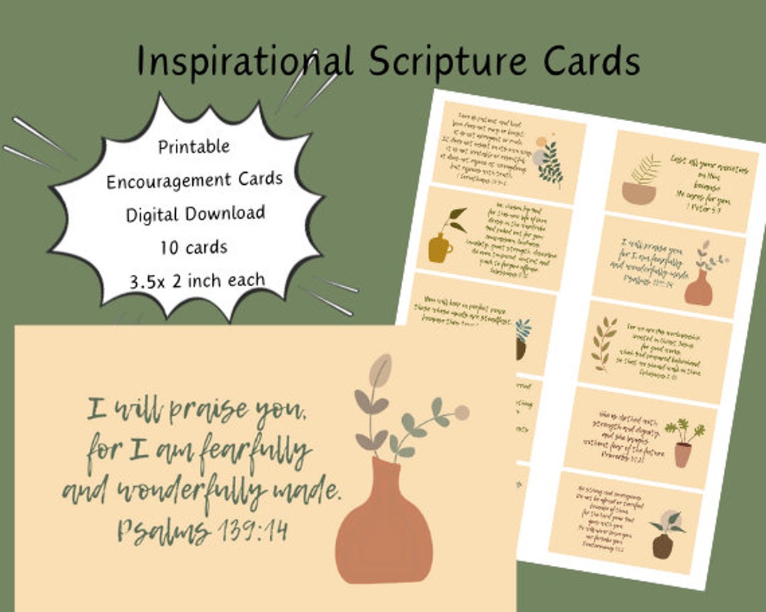 Scripture Cards, Encouragement Cards, Inspirational Cards, Printable ...