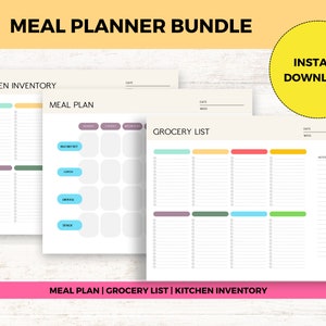 Printable Meal Planner Bundle Weekly Meal Planner Family Meal Planning ...