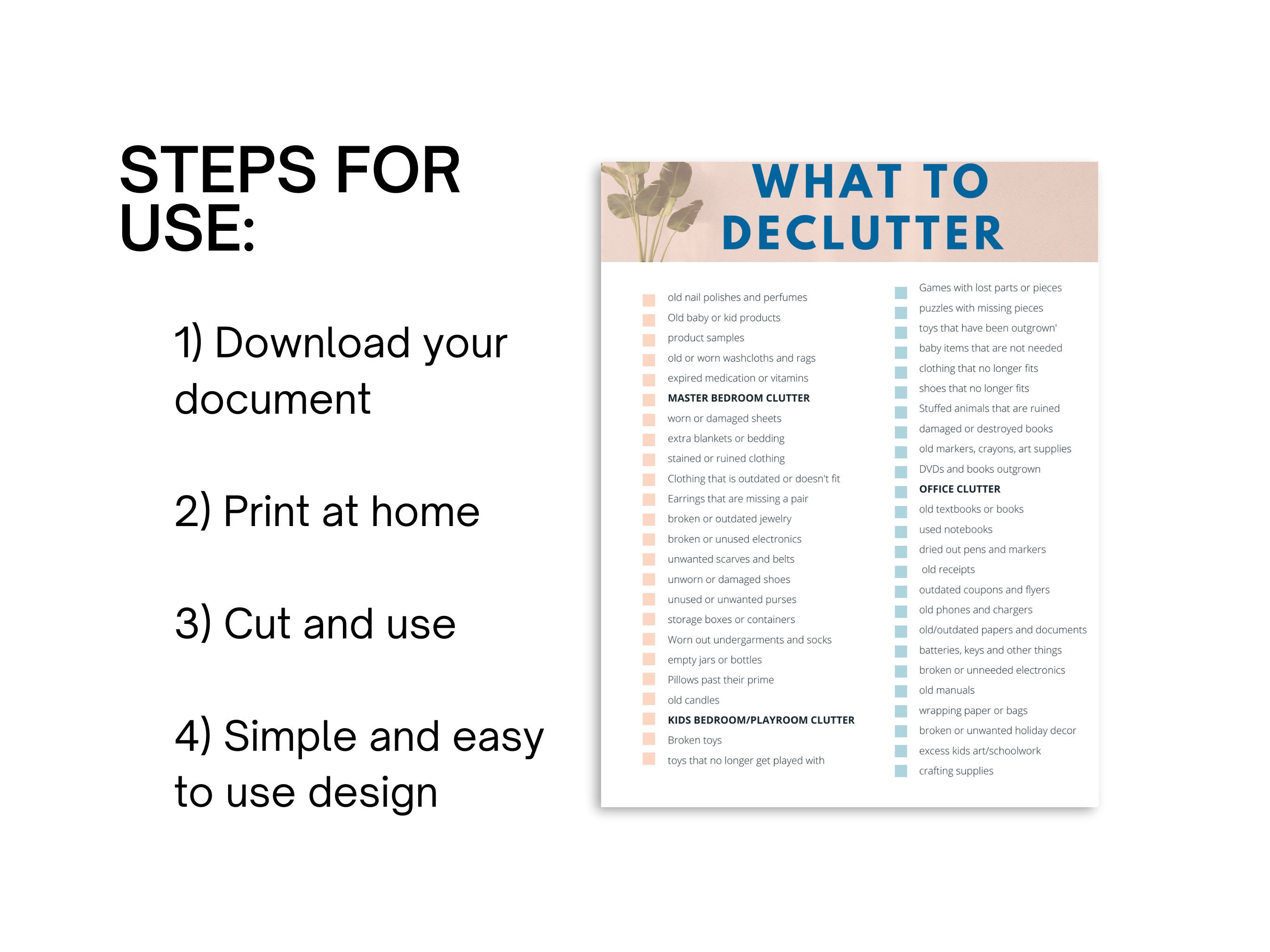 Simple Decluttering Checklist, Printable Decluttering List, Home ...