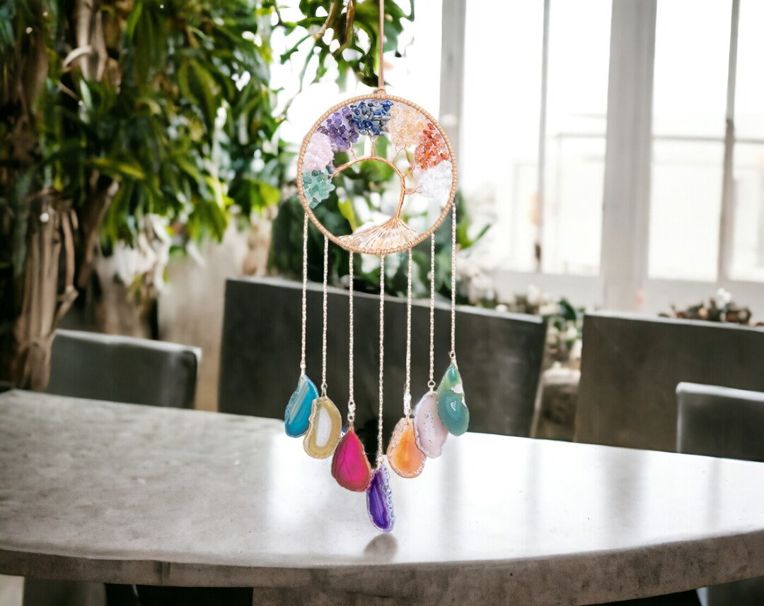 Hanging Chakra Tree of Life, 7 Chakra Crystals, Tree of Life Statue ...